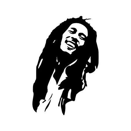 Stickers Bob Marley Couleur Noir Finition Brillant Taille 12 cm