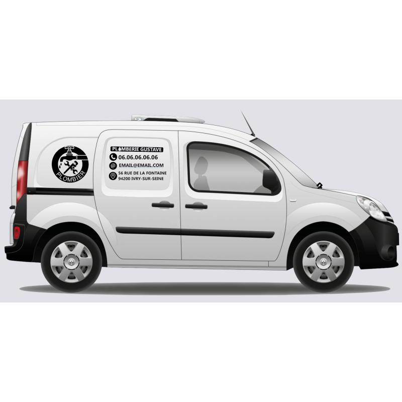 kit Stickers PUB PLOMBERIE marquage pour utilitaires Couleur Noir ...