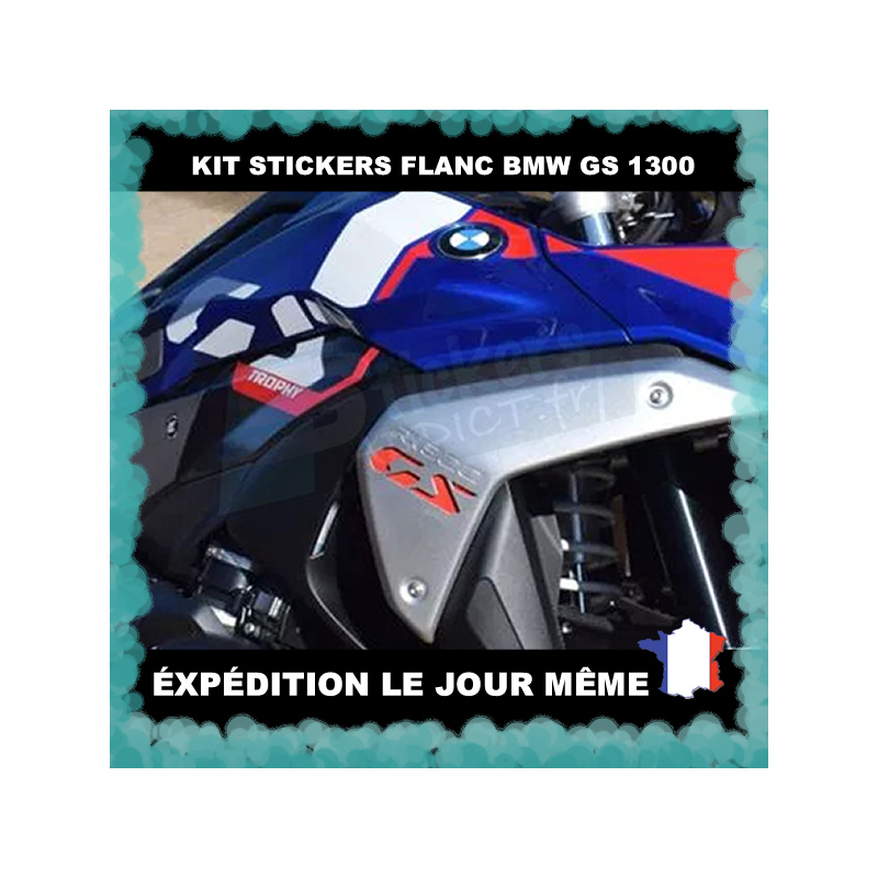 KIT DE 2 STICKERS BMW R1300GS Couleur Noir Finition Brillant