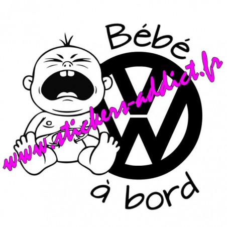 Bébé à Bord VW Volkswagen Couleur Noir Finition Brillant