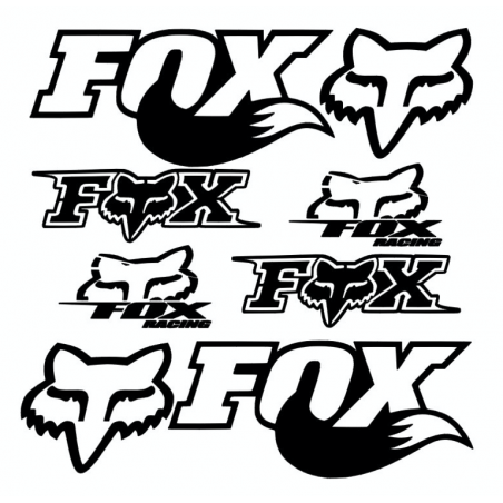 Kit de 8 Stickers Fox Racing Couleur Noir Finition Brillant